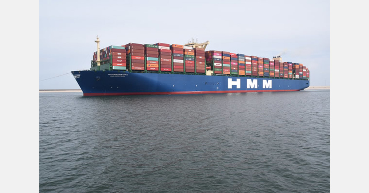 HMM Algeciras nieuwste grootste containerschip ter wereld in Rotterdam