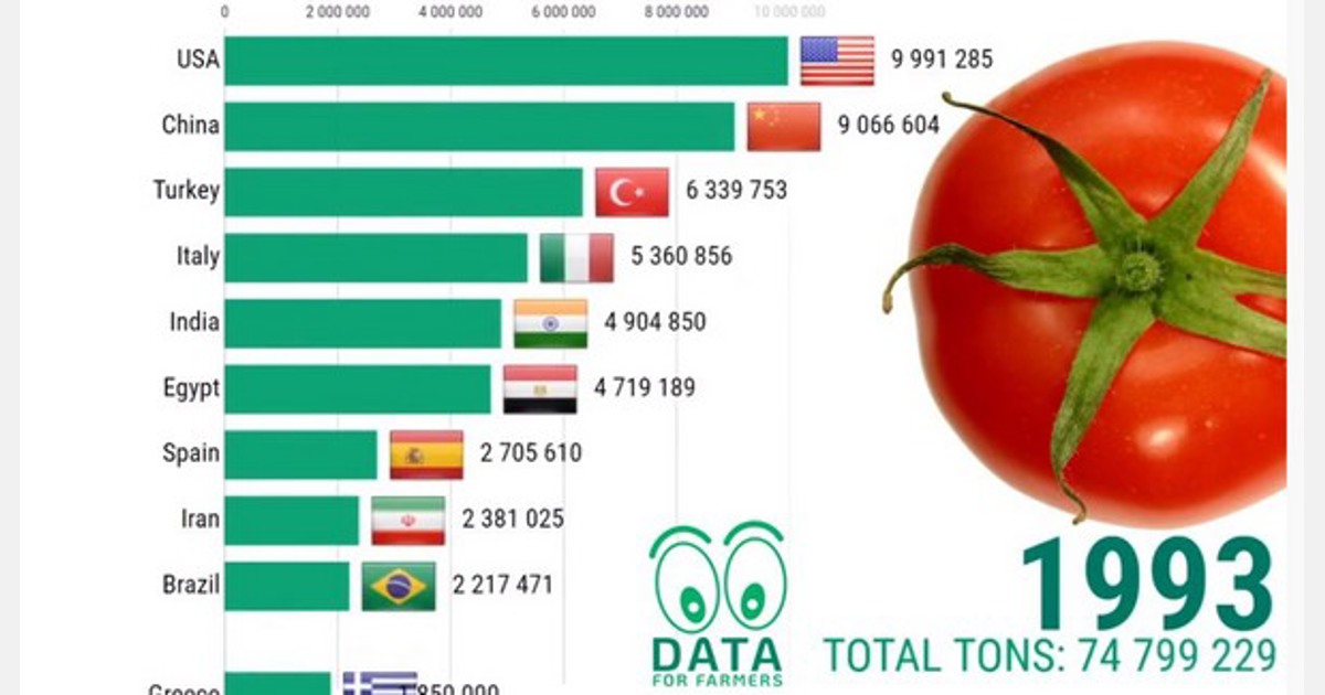 Top 10 tomatenproducerende landen